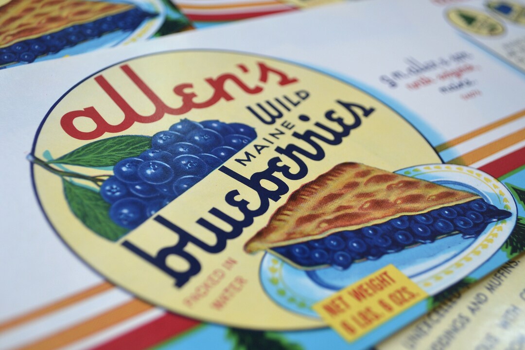 Set of 3 - Vintage Blueberry Labels - NOS - Circa 1960's - Junk Journal ...