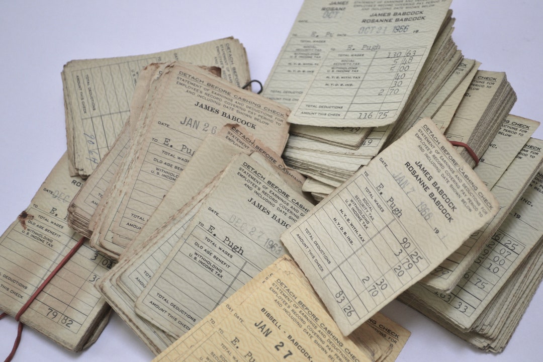 Vintage Paycheck Stubs Set of 10, 20, or 50 Stubs Bissell Babcock ...