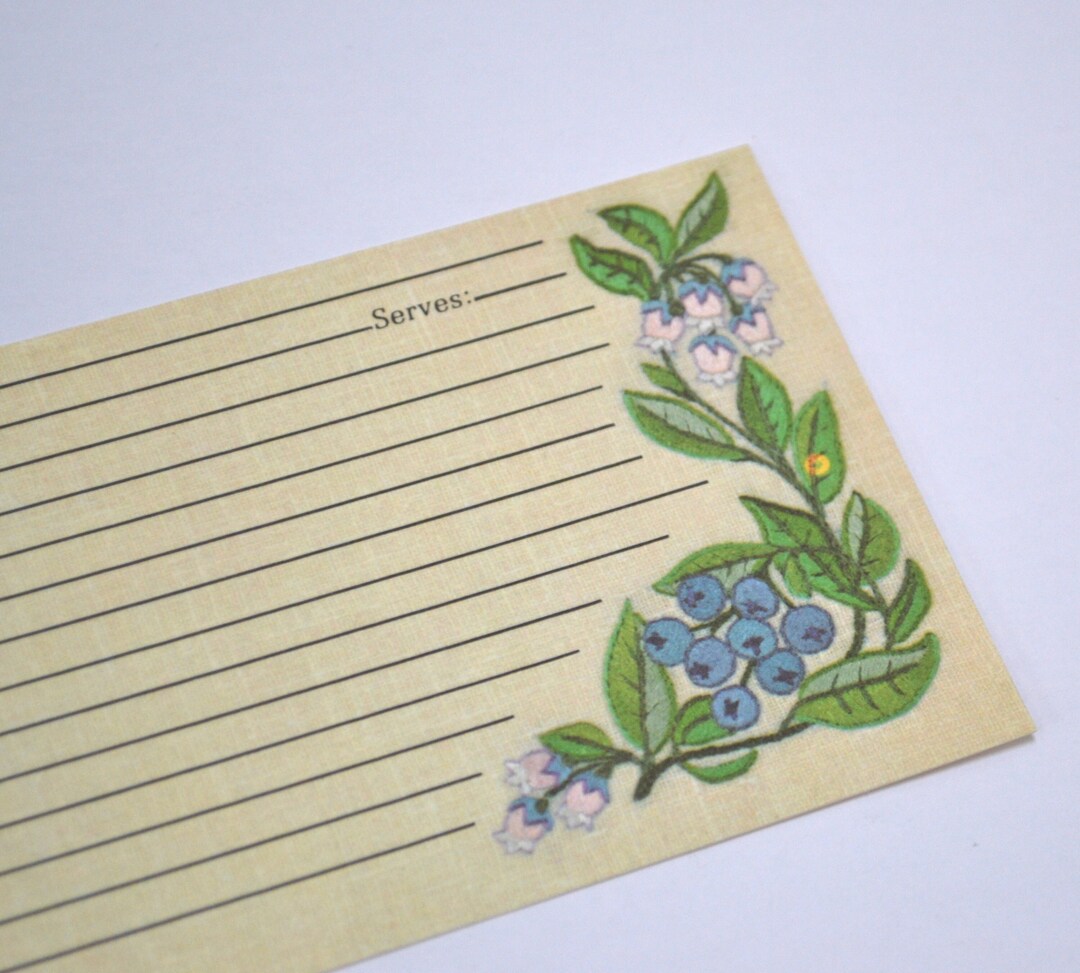 Set of 5 Imperfect Blueberry Current Inc Recipe Cards Kitchen Stitchery ...