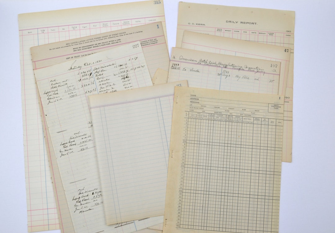 8 Styles of Vintage Ledger Paper - Ledger Paper Pack - Junk Journal ...