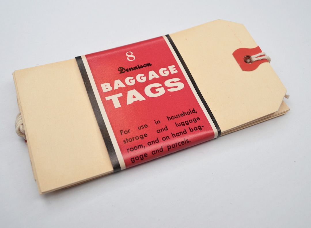 Set of 8 Vintage Dennison Baggage Tags 4-3/4 X 2-3/8 Junk Journal ...