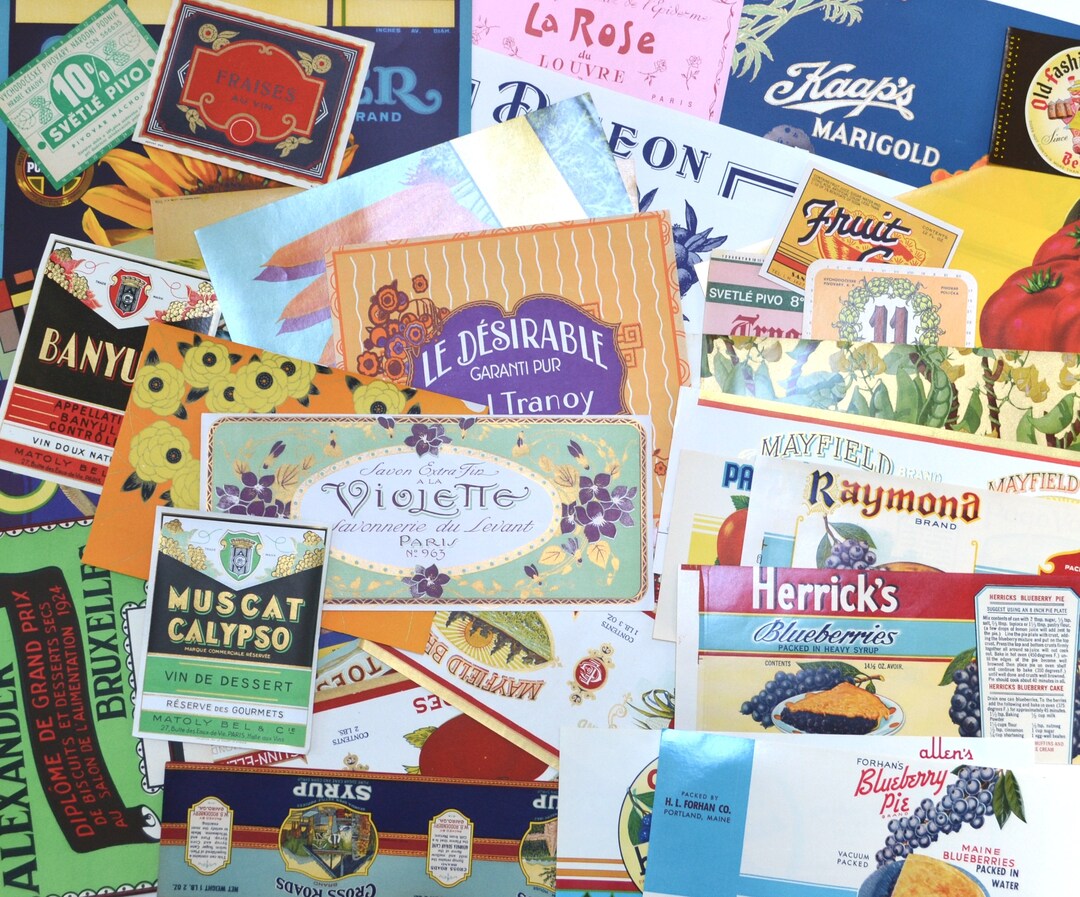 Set of 41 Vintage Labels - Vintage Can Labels - Vintage Crate Labels - Etsy