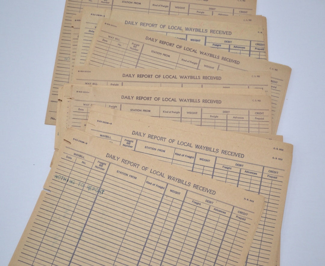 1950's Western Pacific Railroad Freight Waybills - Weso, Nevada - Set ...