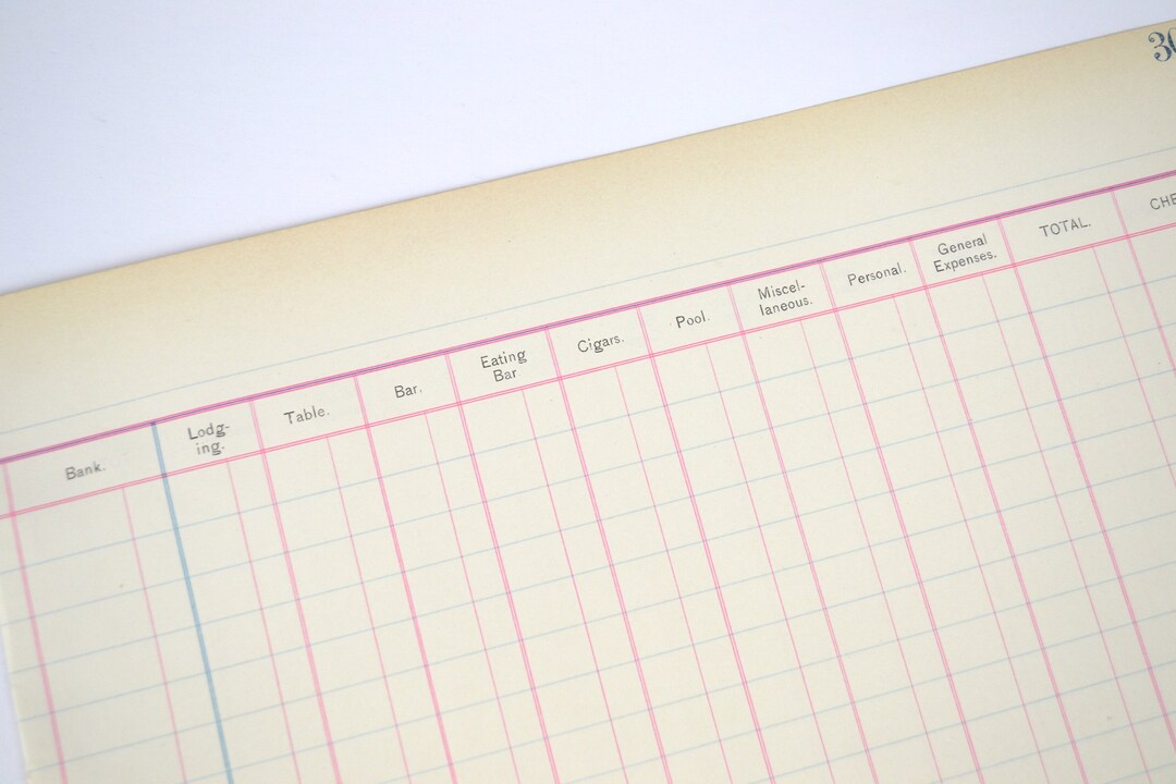 ONE Folio Blank Hotel Ledger Paper From 1891 Junk Journal Supplies ...