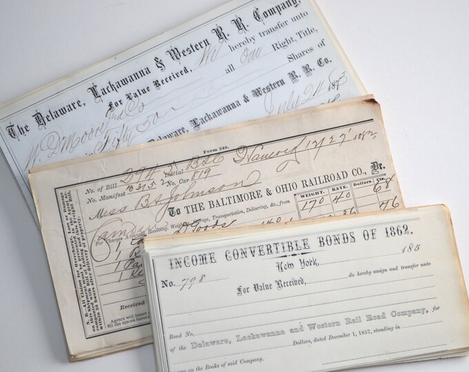 Set of 3 Antique Railroad Forms Antique Railroad Stock Transfer Form ...