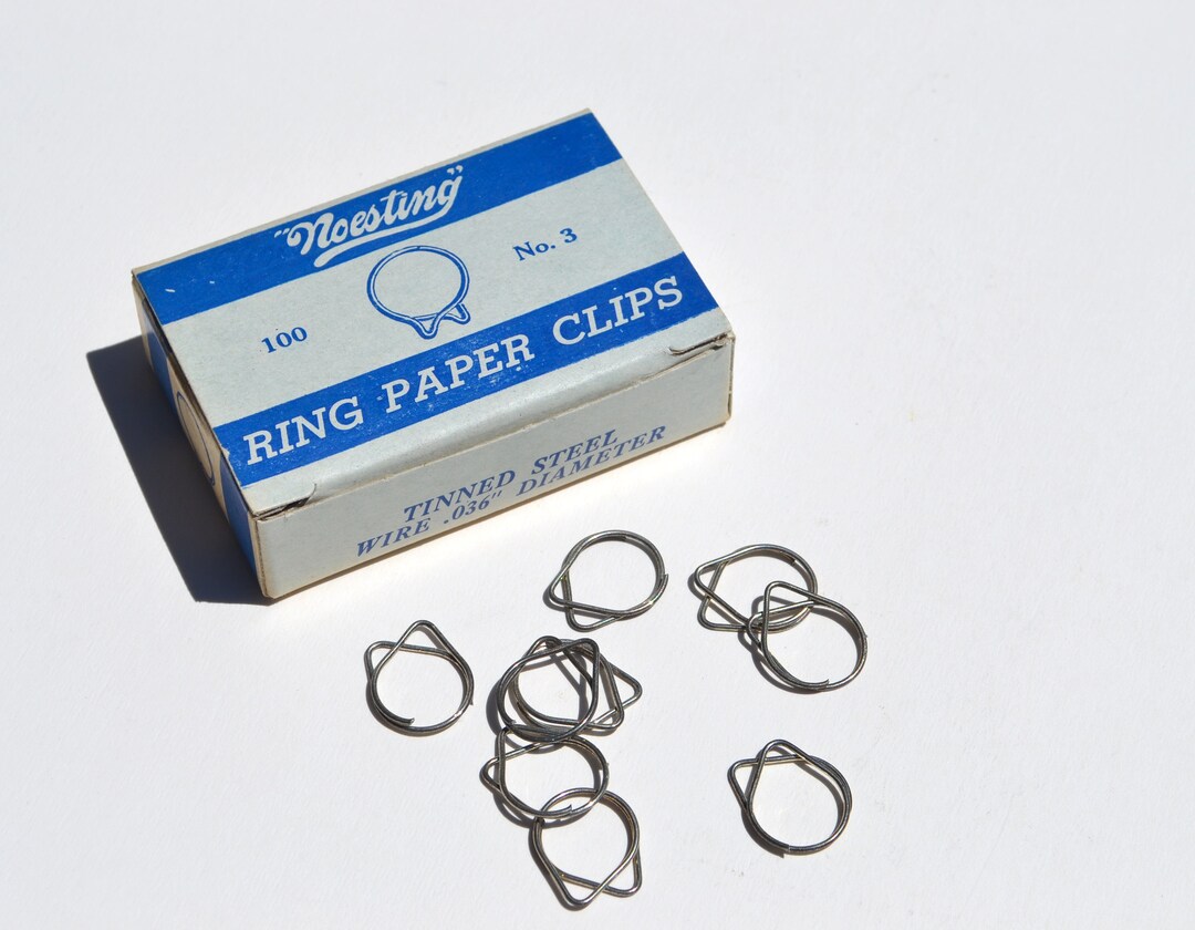 Set of Ten Vintage Ring Clips Paper Clips - Round Paper Clips - Vintage ...