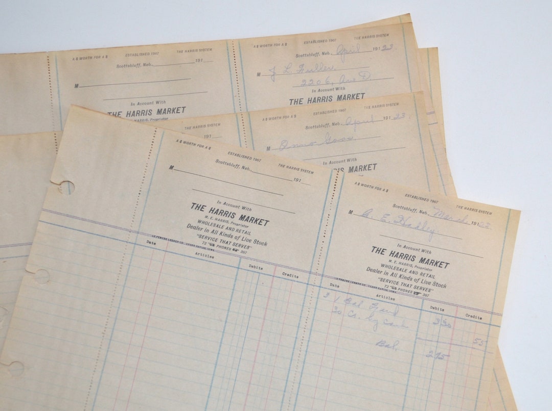 1923 Antique Invoice Ledger Paper - Antique Receipts - Junk Journal ...
