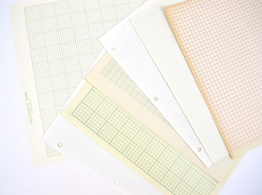 Graph Paper Pack - Set of 7 Sheets - Junk Journal Supplies - Vintage ...