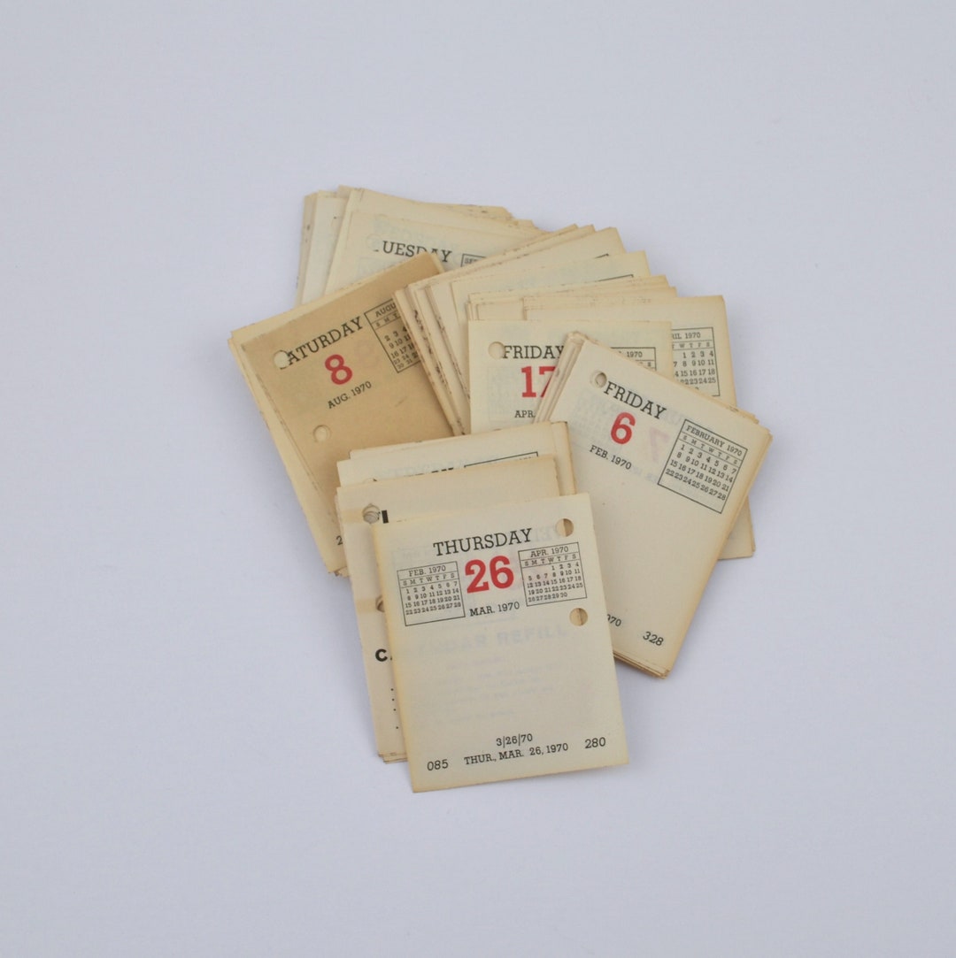 Set of 12 Small 1970 Calendar Sheets - Pick Your Dates - Vintage Desk ...