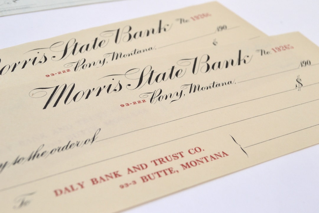 Antique 1900's Blank Checks - Set of 2 - Pony Montana - Morris State ...