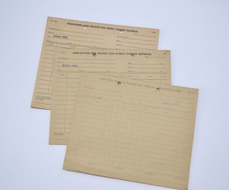 1950's Western Pacific Railroad Freight Waybills - Weso, Nevada - Set ...