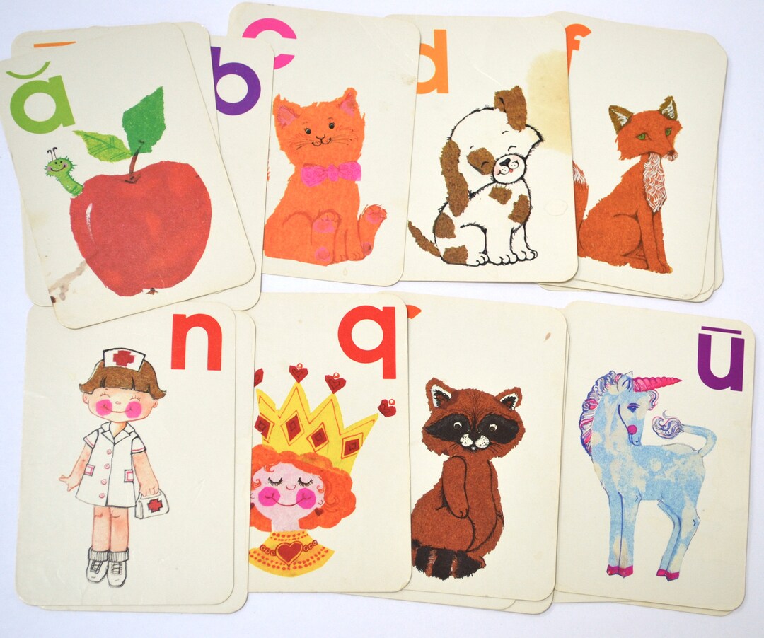 Vintage Alphabet Flash Card - Pick Your Letter - ONE Card - Vintage ...