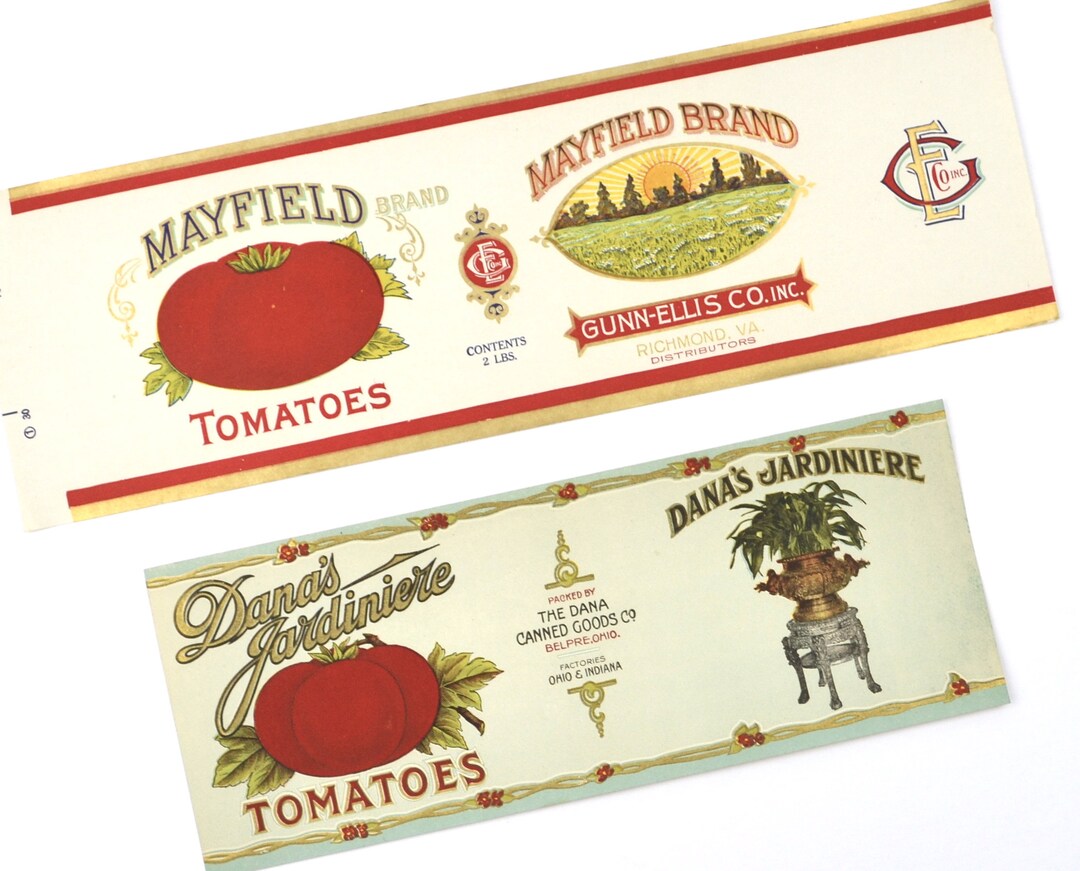 Antique 1920's Tomato Can Labels - Single or Set of 2 - Antique ...