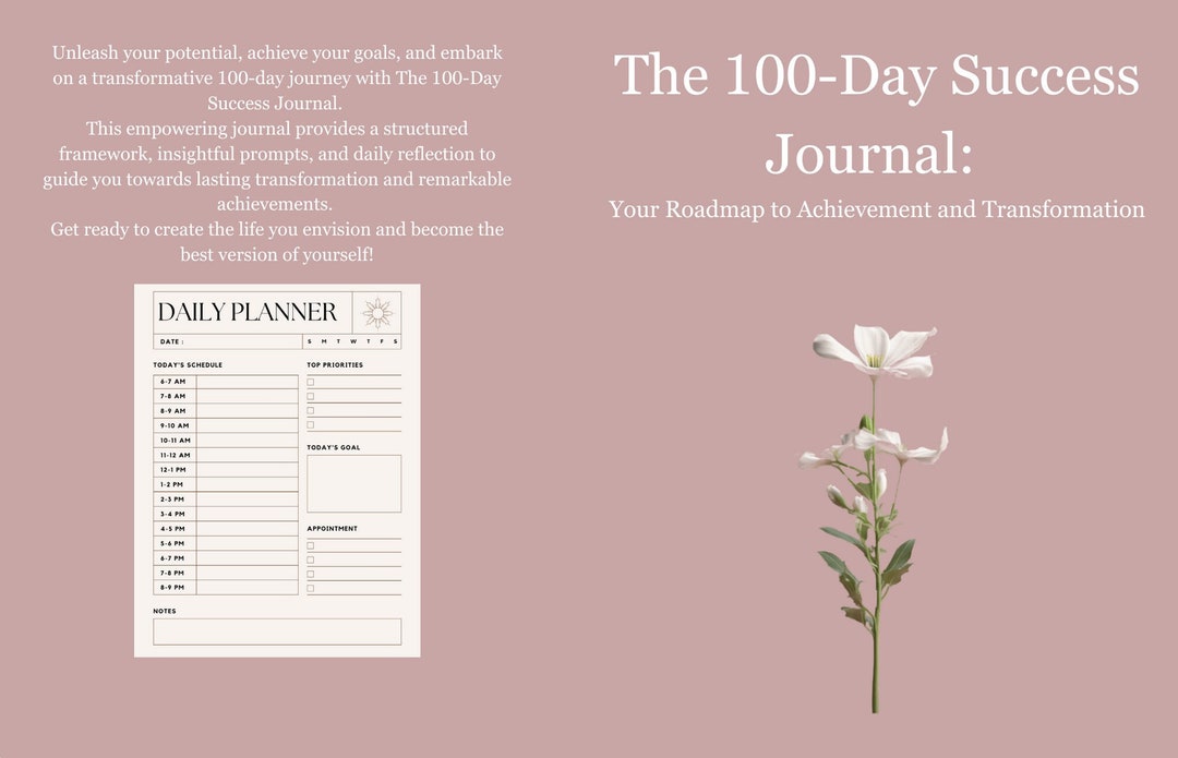 The 100-day Success Journal Goal Setting Progress Tracker - Etsy