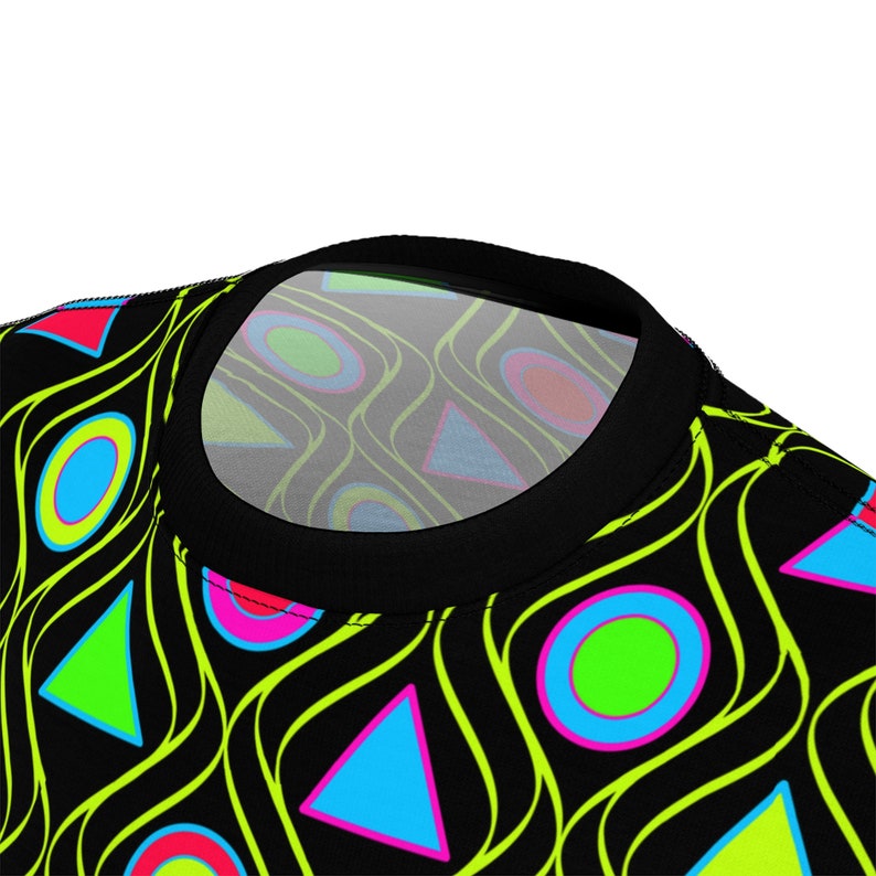 Retro Neon Blue Yellow Circle Triangle Sine Wave Pattern T-shirt - Etsy