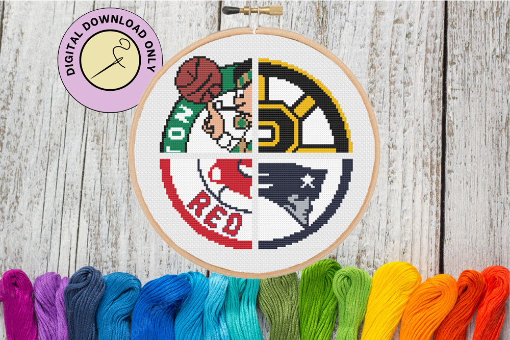 Boston Sports Teams PDF Cross Stitch Pattern Patriots, Celtics, Red Sox ...
