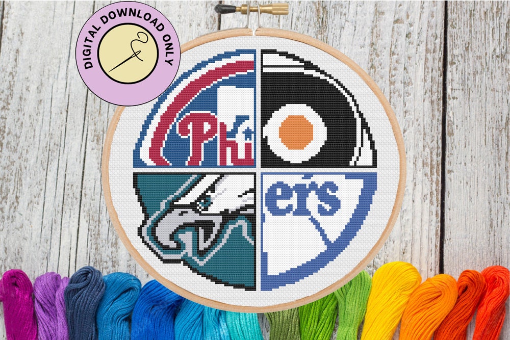 Philadelphia Sports Teams- PDF Cross Stitch Pattern- Eagles, Phillies ...