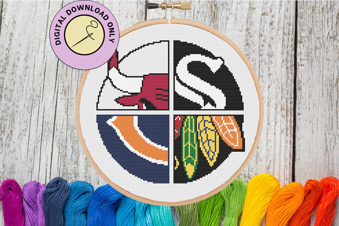 Chicago Sports Teams- PDF Cross Stitch Pattern- Bulls, White Sox, Bears ...
