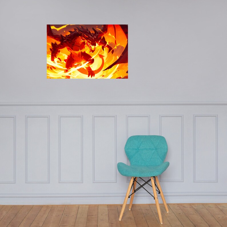 Fantasy Fire Dragon Poster - Etsy