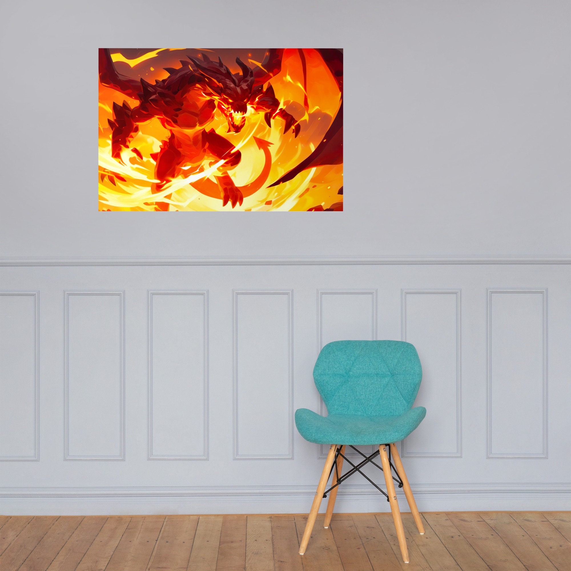 Fantasy Fire Dragon Poster - Etsy