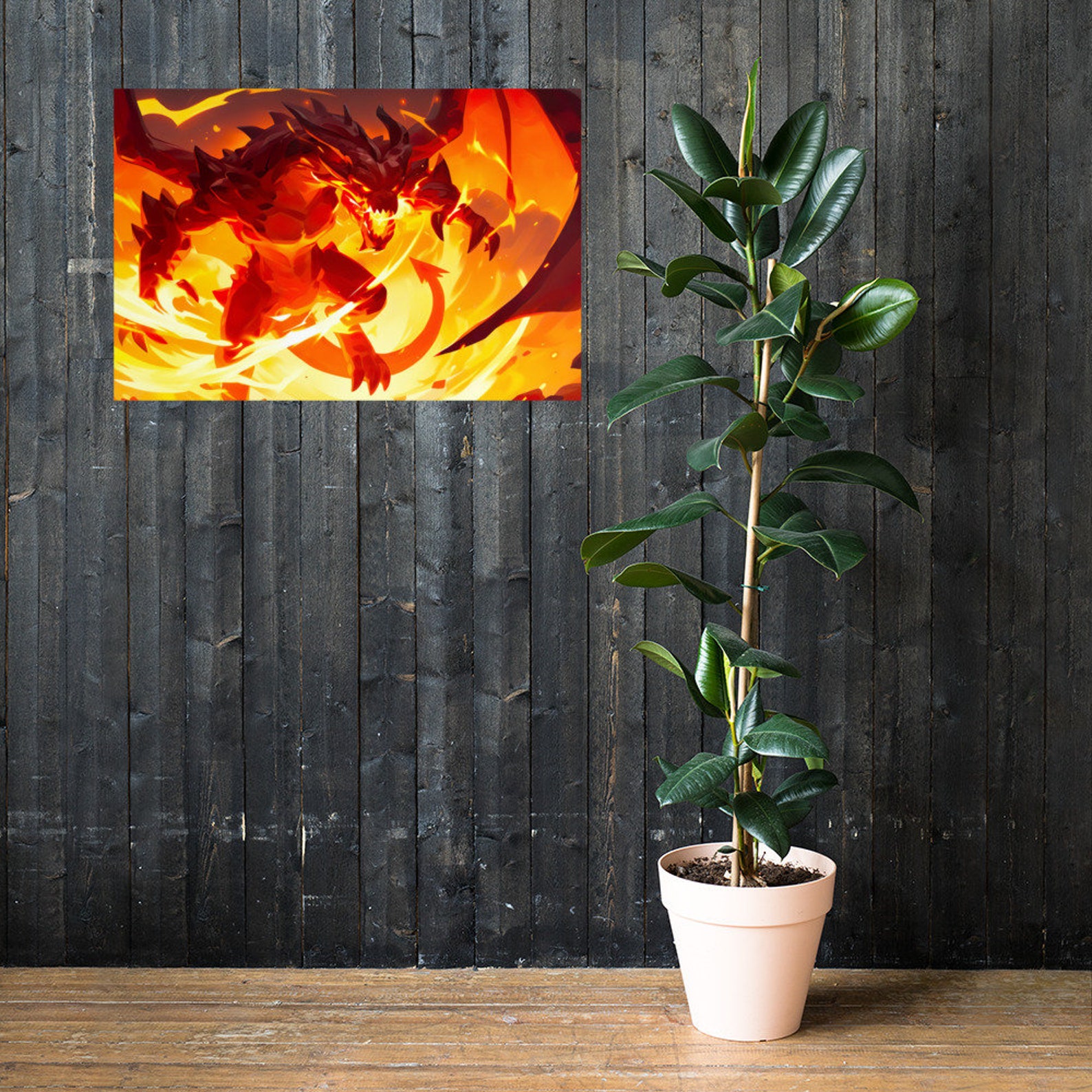 Fantasy Fire Dragon Poster - Etsy