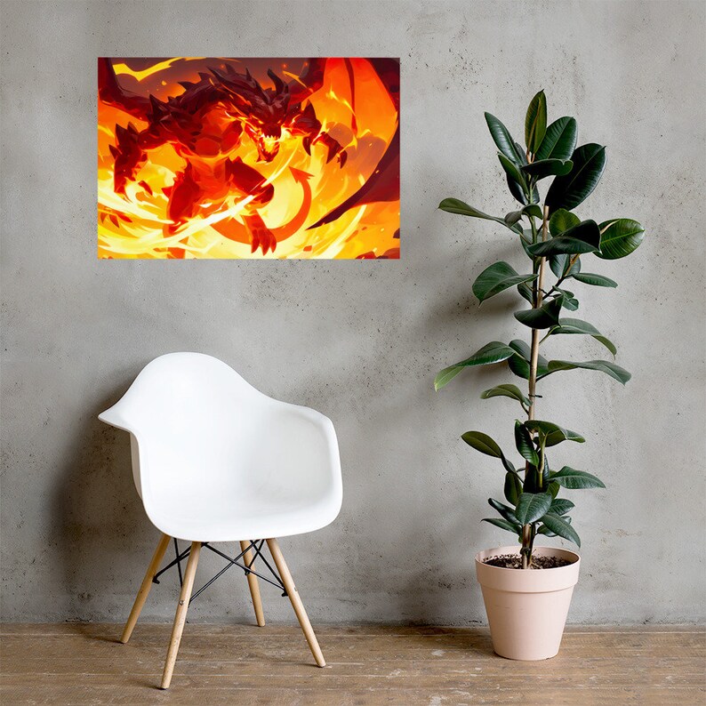 Fantasy Fire Dragon Poster - Etsy