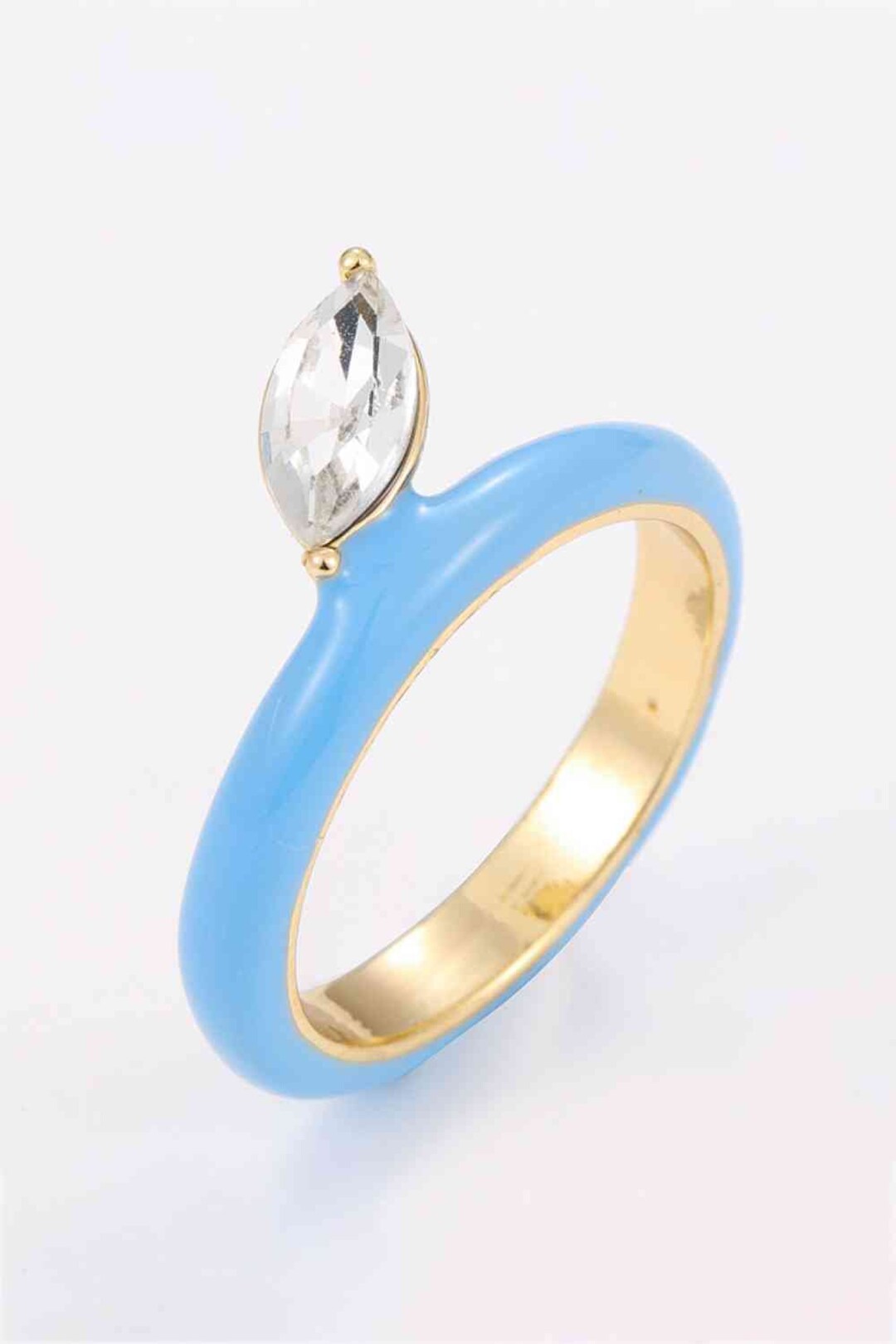 18K Gold Plated Glass Stone Ring - Etsy