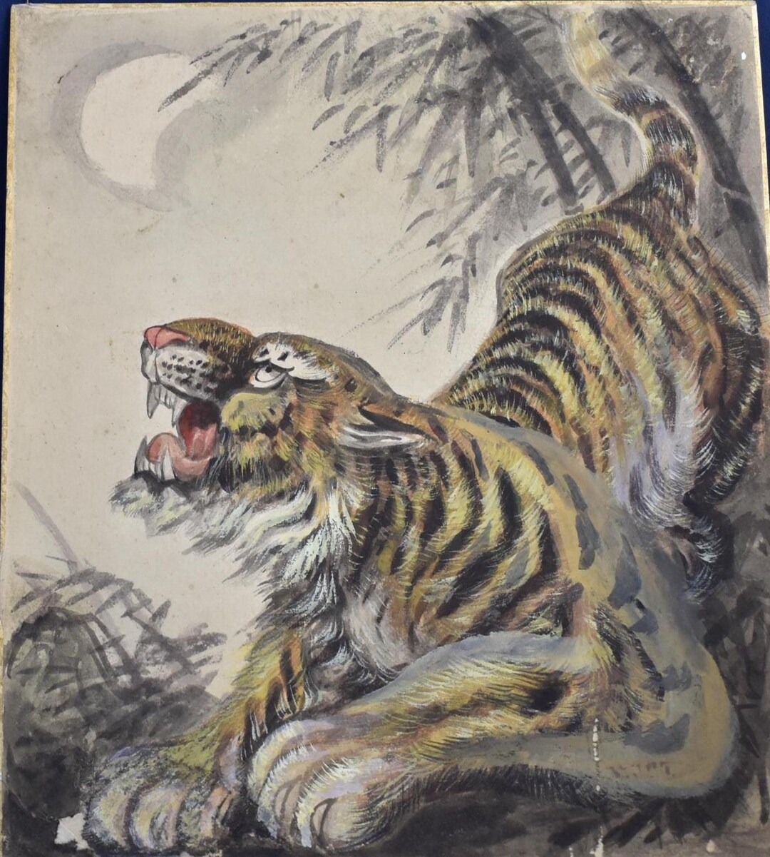 JAPANESE TIGER in MOONLIGHT Showing Age but Also Decent Condition, No ...