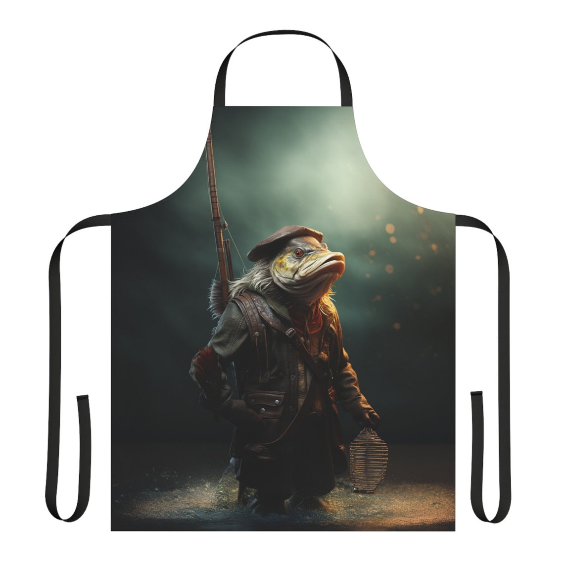 Whimsical Sea Bass Fisherman BBQ Kitchen Apron, Funny Culinary Chef ...