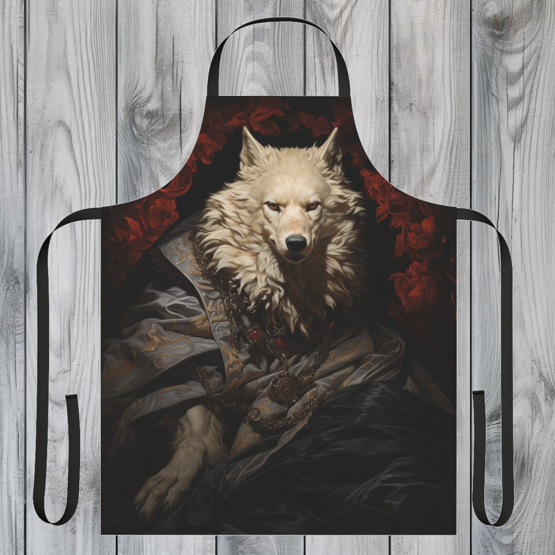 Gothic White Wolf Kitchen Apron Gift, Baking Apron, Gift for Her, BBQ ...