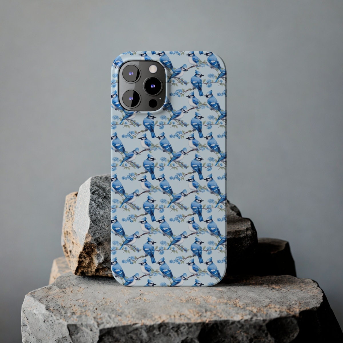 Floral Blue and White Blue Jay Bird Pattern Design Phone Case for ...