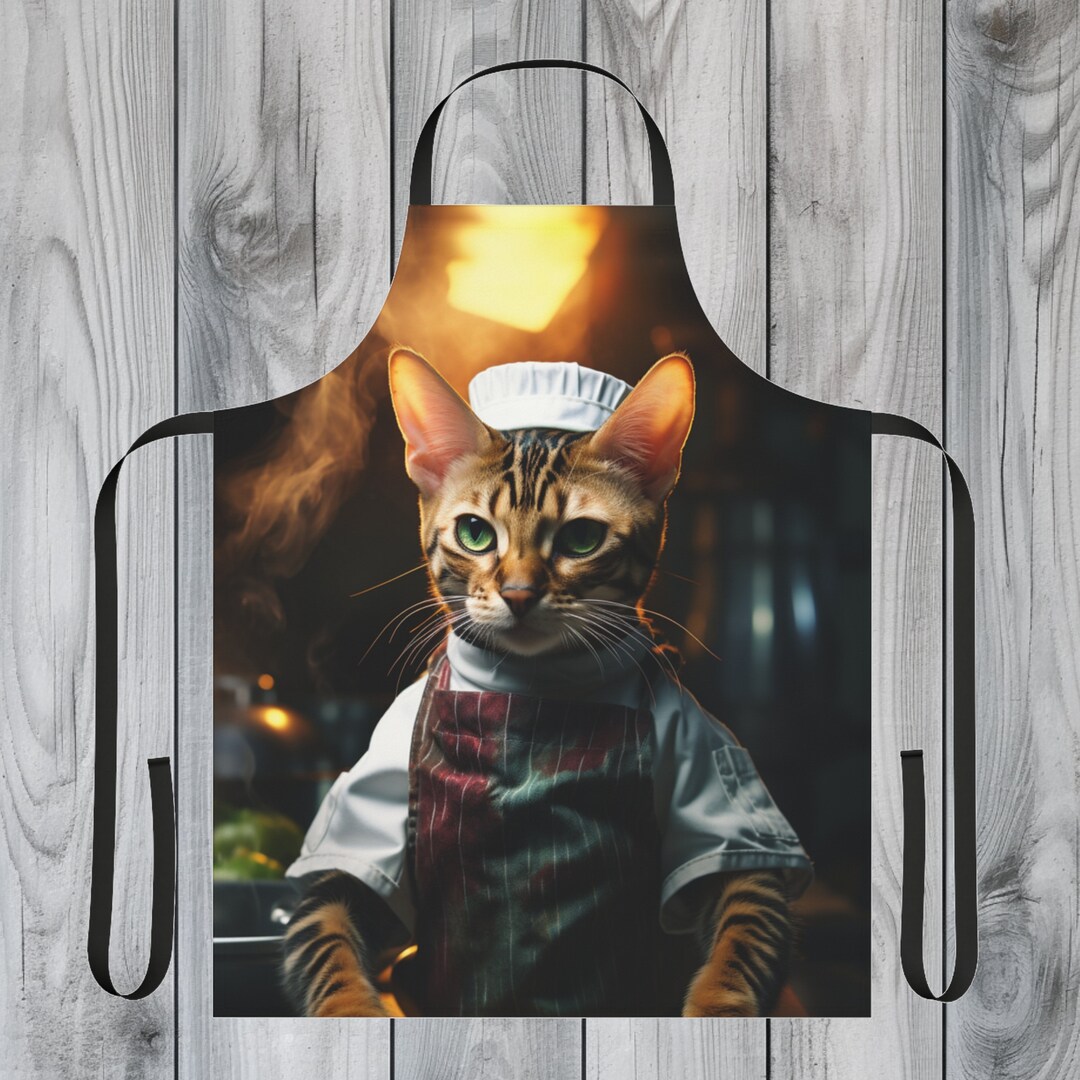 Chef Bay Leaf Bengal Cat Kitchen Apron, Apron Gift, Funny Gift, Funny ...