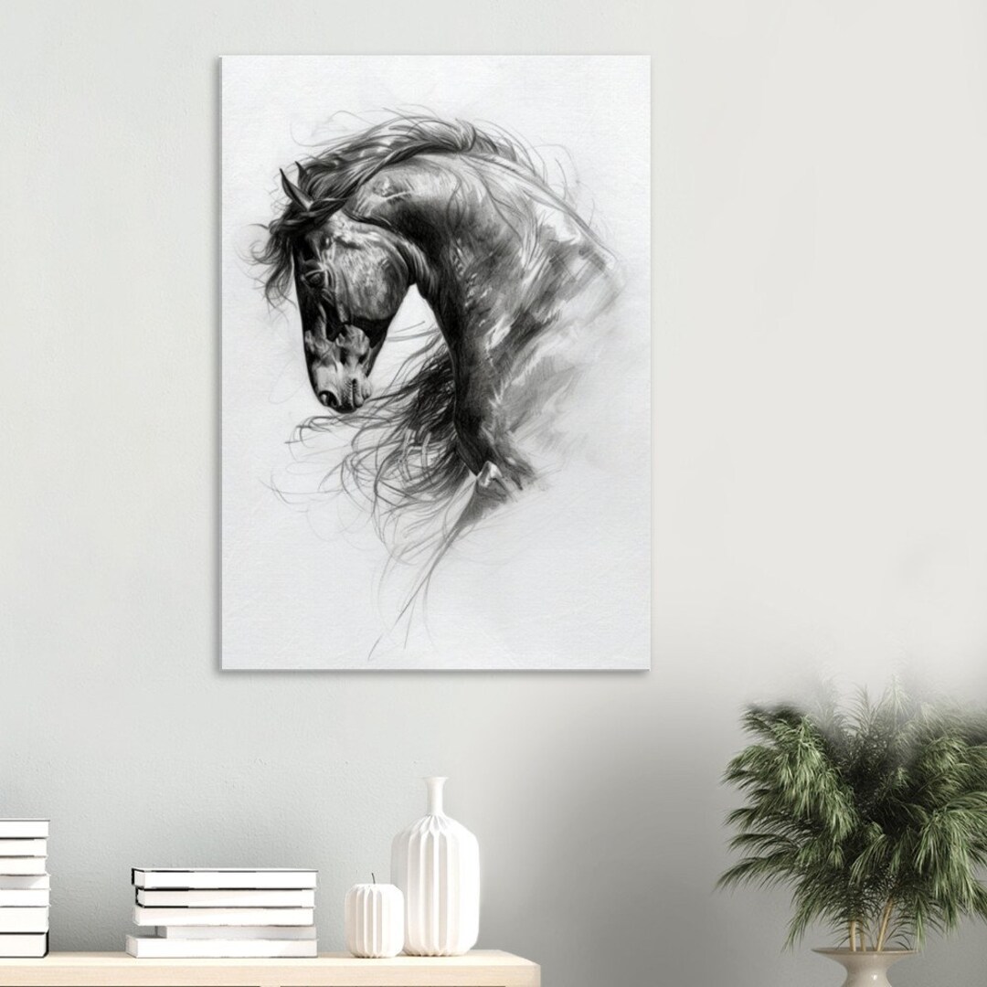 Friesian Horse Sketch Canvas Art, Horse Print, Horse Canvas Print ...