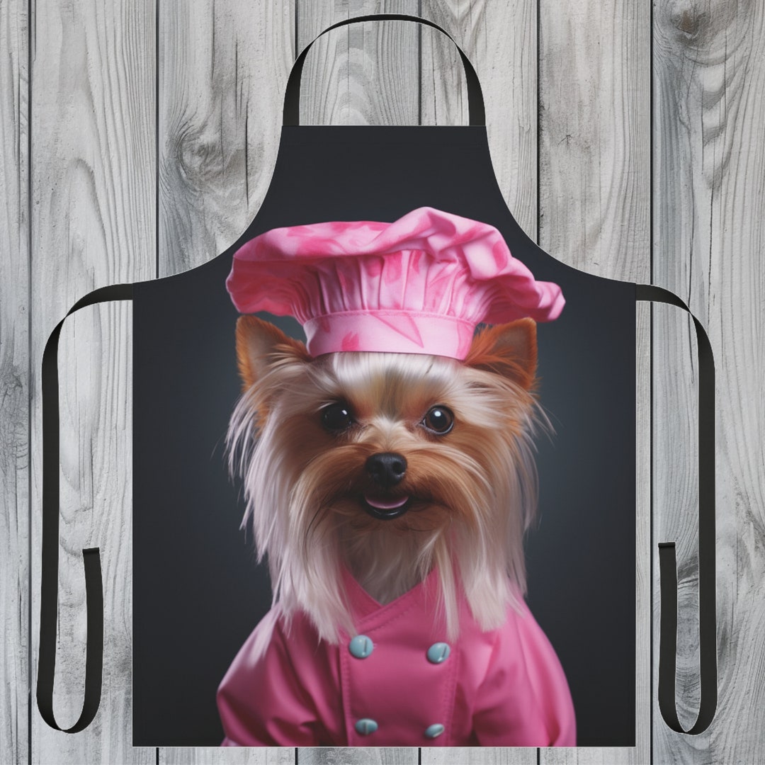 Pink Pawtisserie Yorkie Chef Apron, Funny Culinary Kitchen Apron Gift ...
