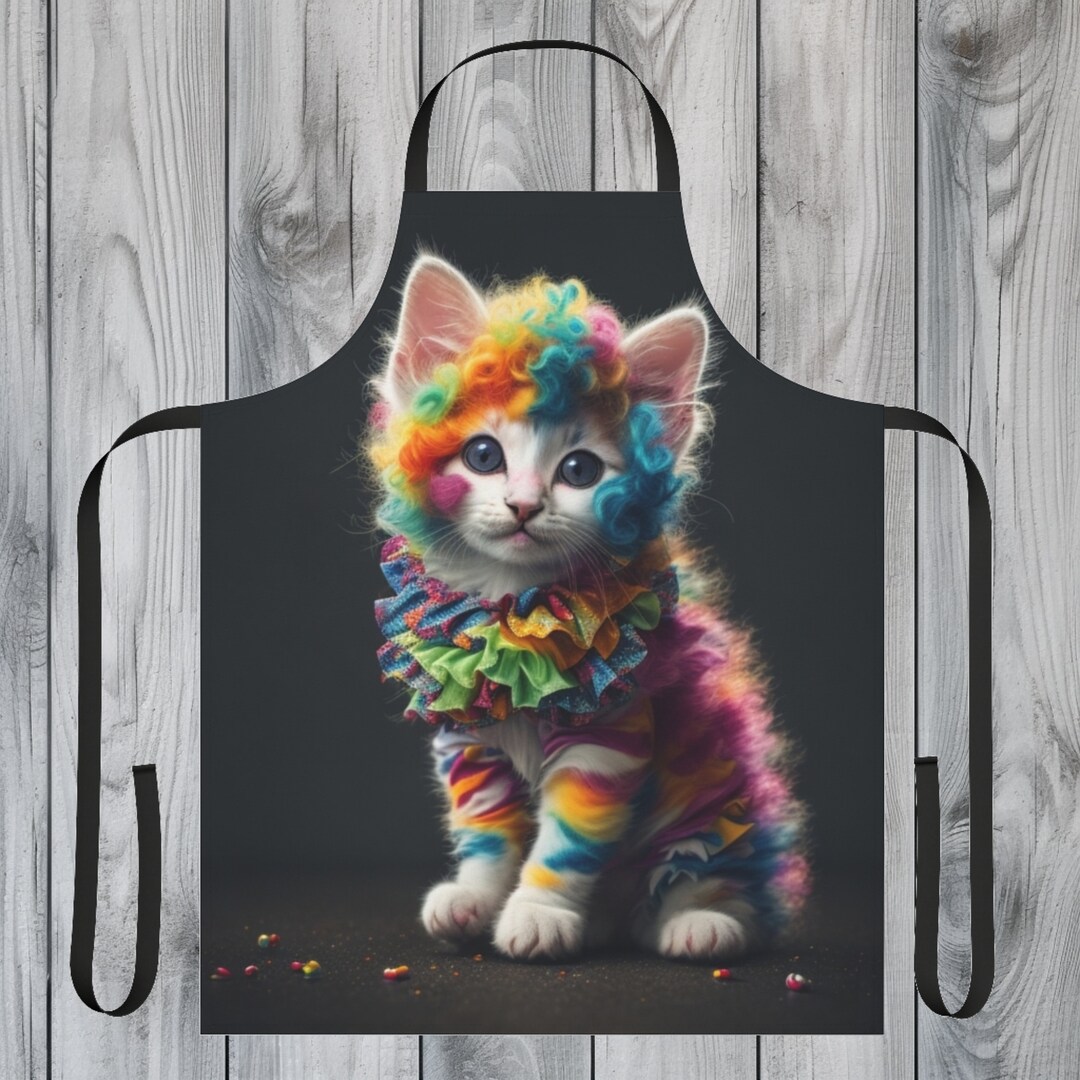 Jolly Jester, Funny Adorable Clown Kitten Kitchen Apron Gift, Cat Gift ...