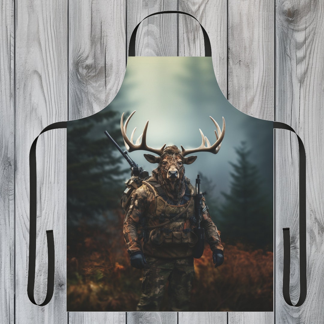 Funny Camo Elk Hunter BBQ Kitchen Apron, Funny Culinary Elk, Kitchen ...