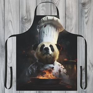 Panda Pantry, Funny Culinary Panda Bear Chef Kitchen Apron Gift, Funny ...