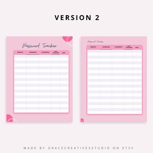 Password Tracker Printable & Fillable, Password Keeper, Password ...