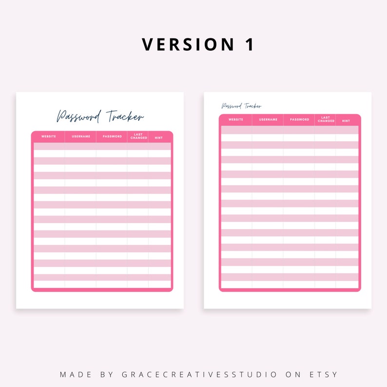 Password Tracker Printable & Fillable, Password Keeper, Password ...