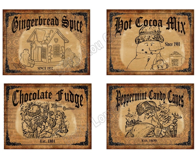 Primitive Christmas Food Labels for Pantry Jars Cans Crocks - Etsy