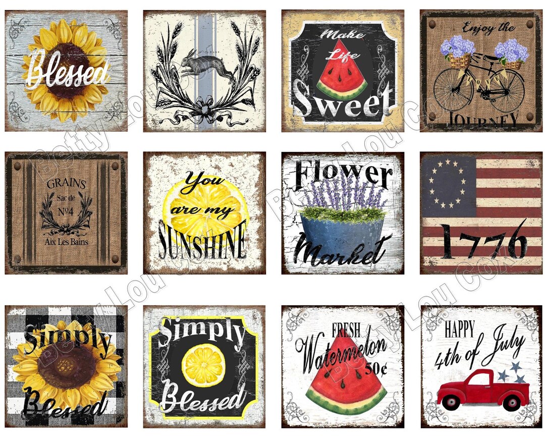 Primitive Labels , American Sunflowers Lemons for Pantry Jars Cans ...