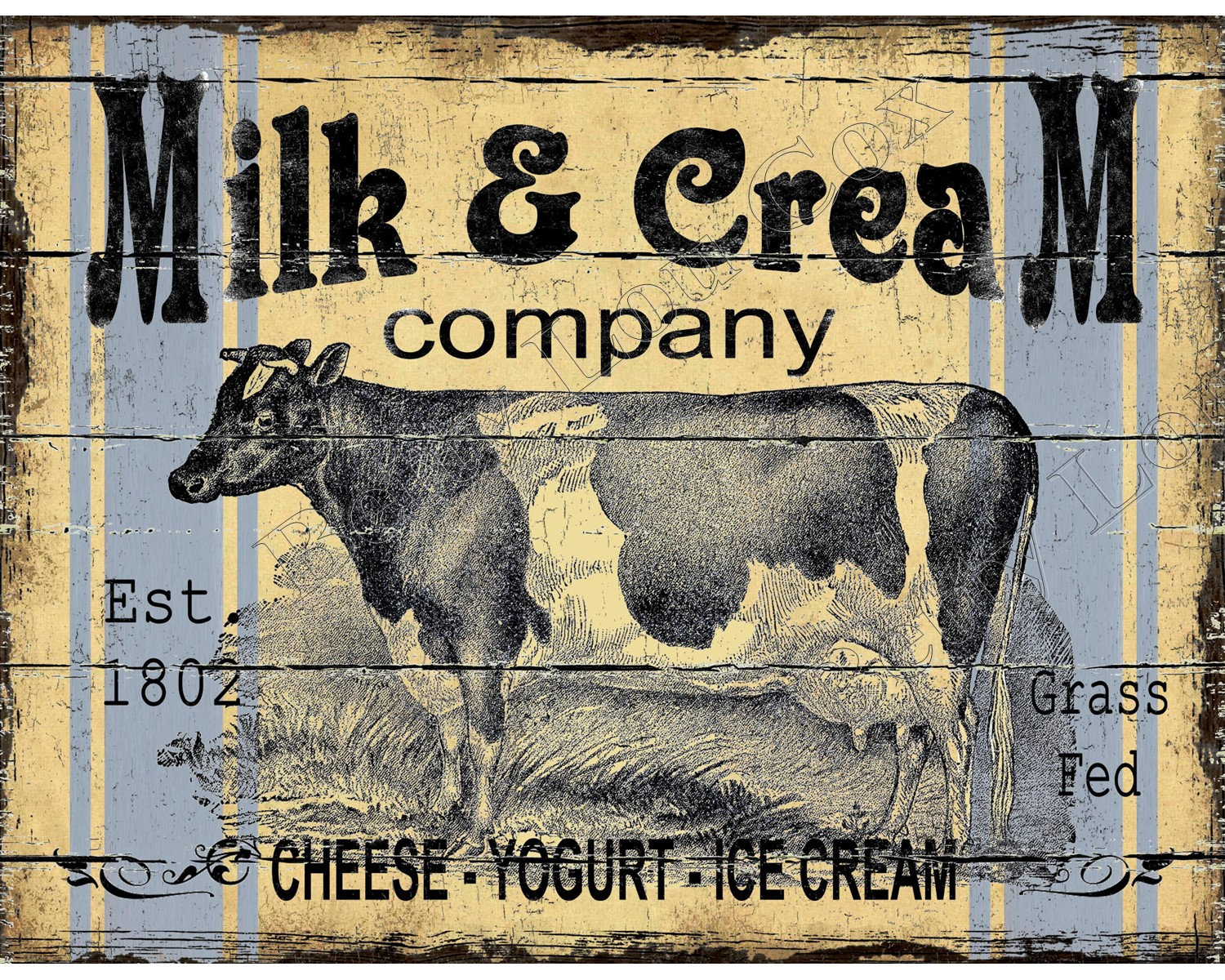 Cow Print , Grain Sack Sign , French Farmhouse , Blue Stripe , Flour ...