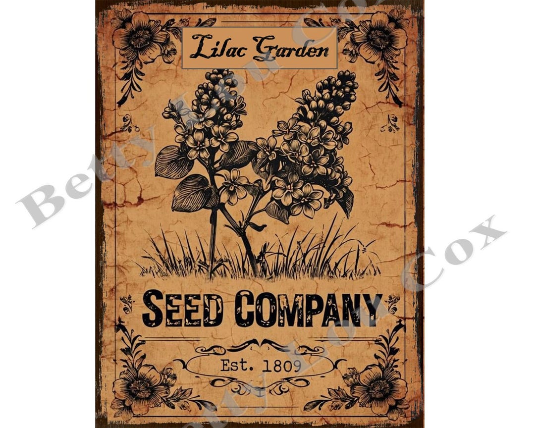Lilac Print , Primitive Seed Packet Labels , Printable Wall Art ...