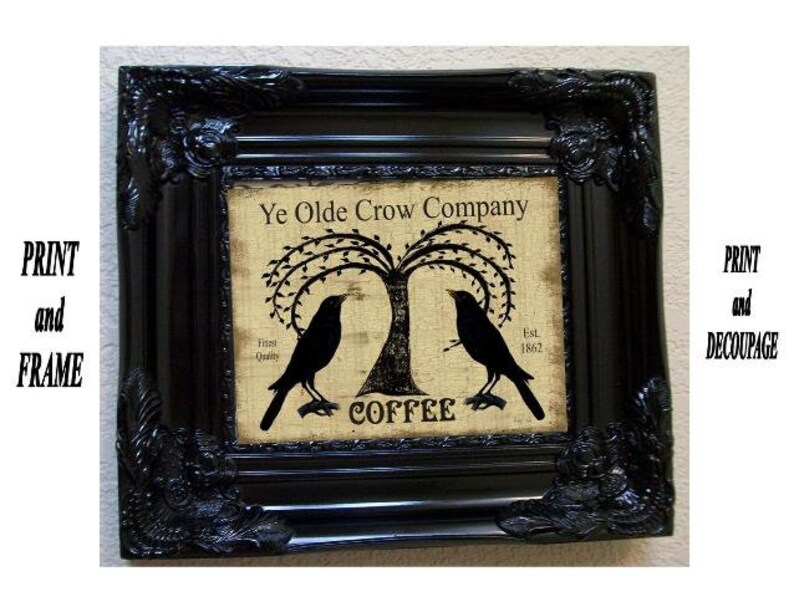 Crow Print , Primitive Panty Labels , Printable Wall Art , Rustic ...