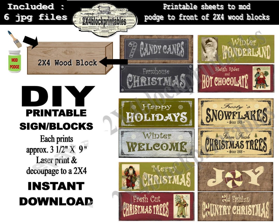Christmas Blocks , Wood Sign , 2X4 Crafts , Printable , Shelf Sitter ...
