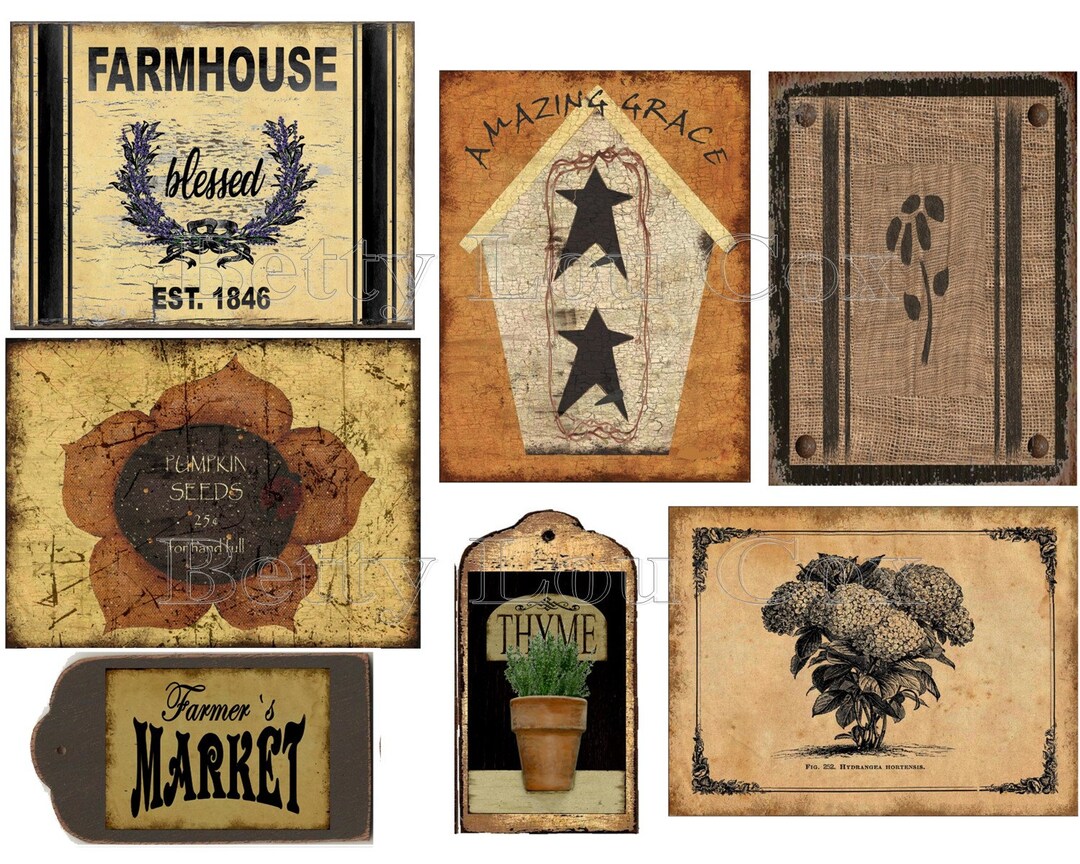 Primitive Labels , Garden , Flowers for Pantry Jars Cans Crocks Bottles ...