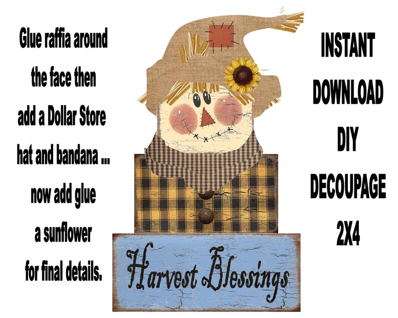 Scarecrow Wood Blocks Pattern , 2X4 Crafts , Instant Download ...