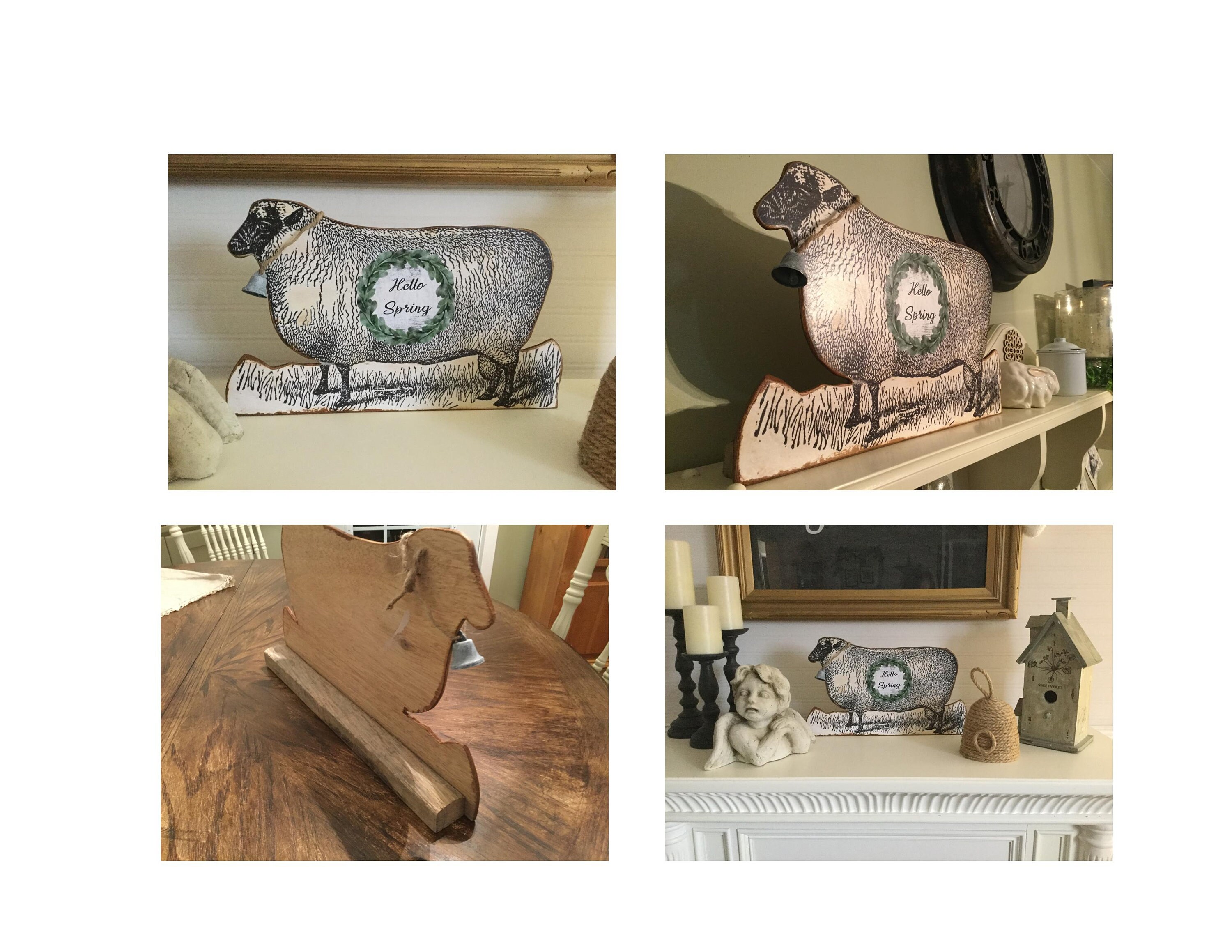 Sheep Decoupage Wood Pattern DIY Vintage , Mod Podge , Printable ...