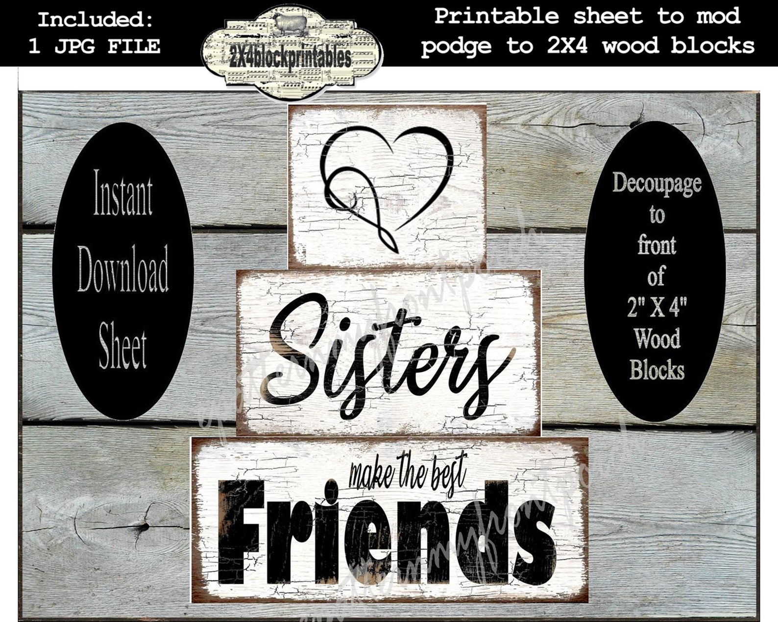 Sister Printable , Sisters Make the Best Friends , Wood Sign ...