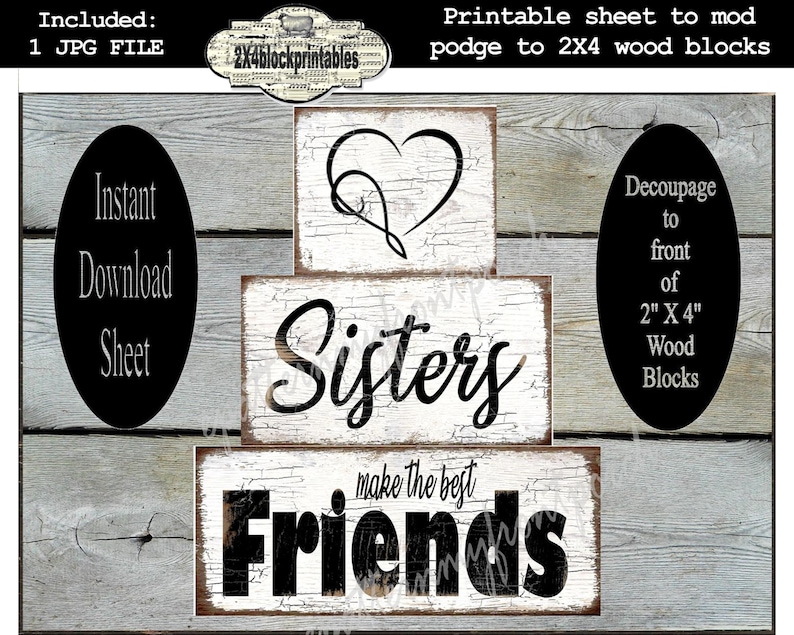 Sister Printable , Sisters Make the Best Friends , Wood Sign ...